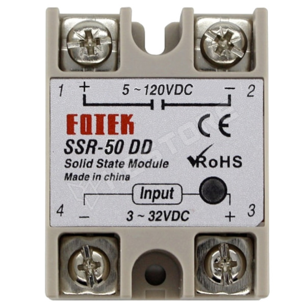 SSR-50DD-H / Szilárdtest relé (SSR), 1 csatornás egyenáramú, 50A, 3 ...