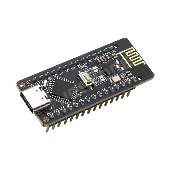 AR-RF-NANO / Fejlesztői modul ATmega328, NRF24L01 és CH340-nel (Arduino IDE kompatibilis), USB-C ...